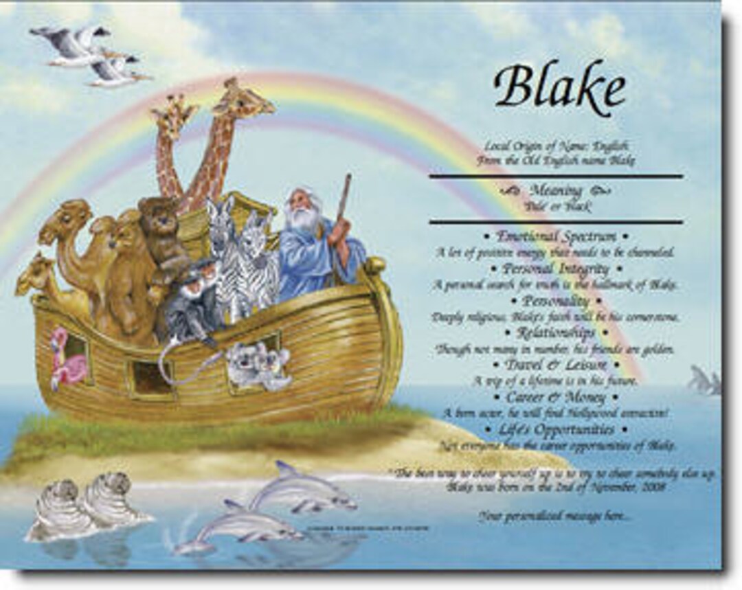 First Name Meaning Noah' S Ark - Etsy