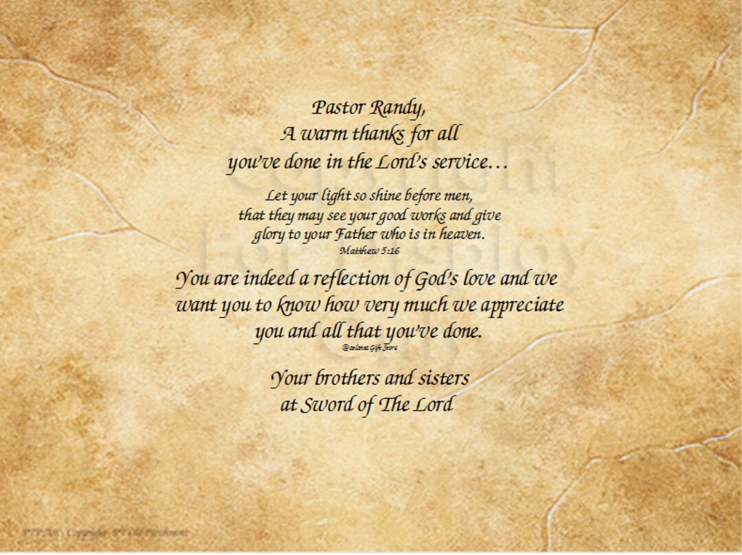 Poema personalizado de agradecimiento al pastor / Gracias pastor - Etsy ...