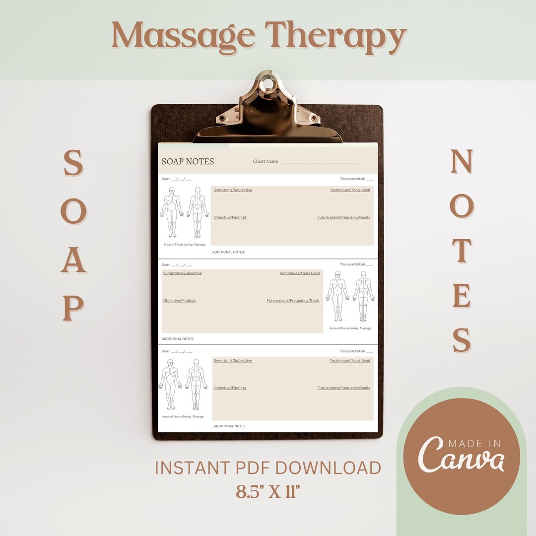 Massage SOAP Note Form: Printable Therapy Office Forms (digital ...