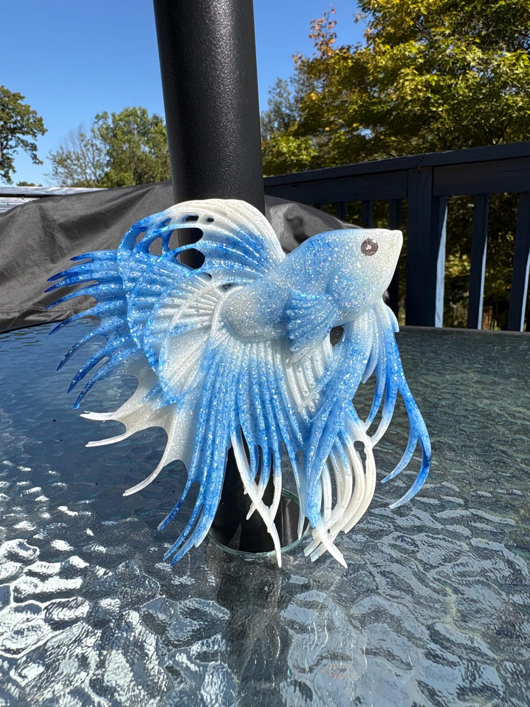 Hand Poured Sparkling Resin Betta Fish: Blue and White - Etsy