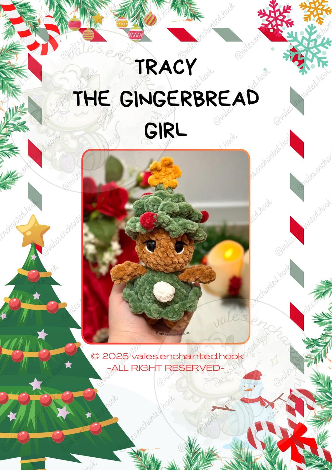 Tracy the Gingerbread Girl-amigurumi Pattern-gingerbread Amigurumi ...