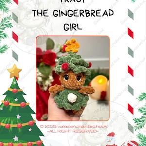 Tracy the Gingerbread Girl-amigurumi Pattern-gingerbread Amigurumi ...