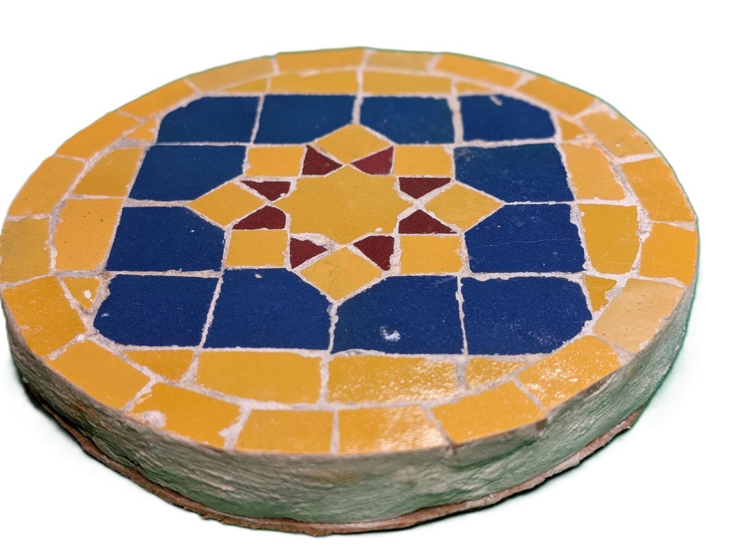 Handmade Zellige Tile Sample - Fez Mosaic, Red Mustard Blue - Etsy