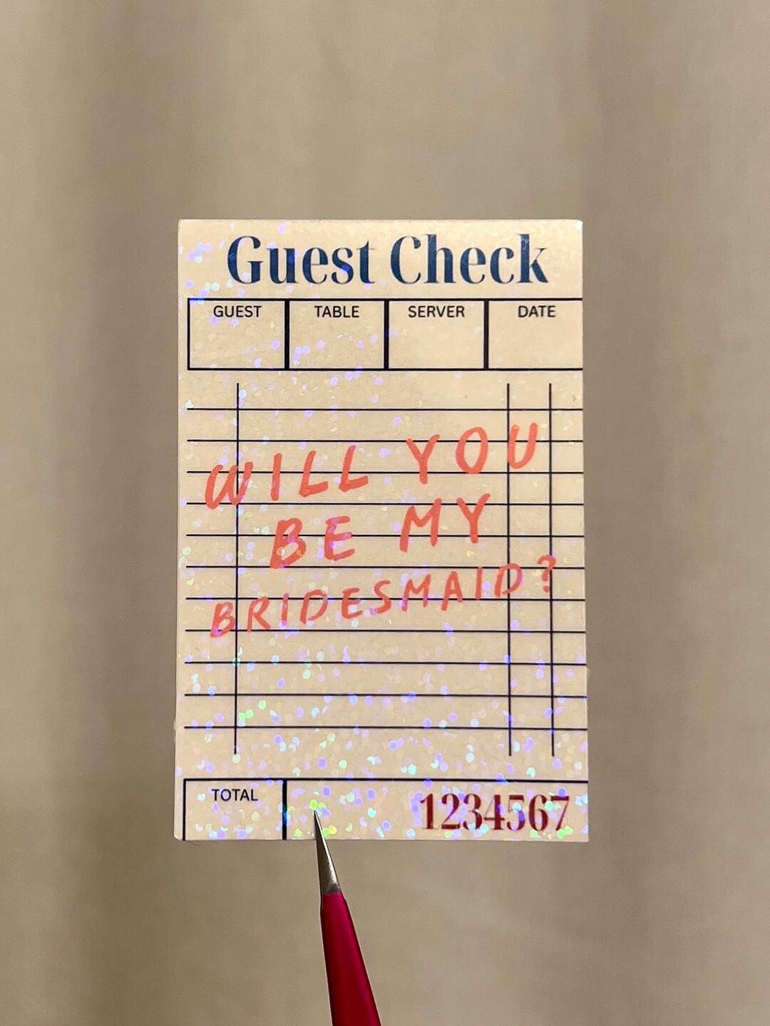 Bridesmaid Proposal Sticker: Holographic Guest Check, Bridal Party ...