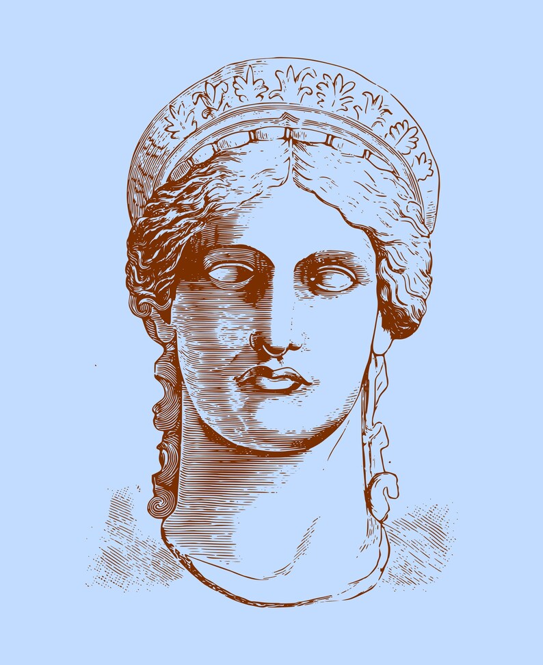 Hera Greek Goddess Print | Classical Line Art Bust (digital Download ...
