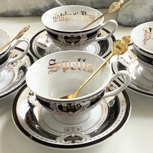 Four 22k Gold Spooky Halloween Potion/spells/witches Brew/poison Teacup ...