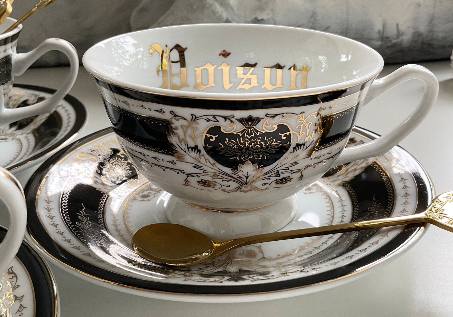 Four 22k Gold Spooky Halloween Potion/spells/witches Brew/poison Teacup ...