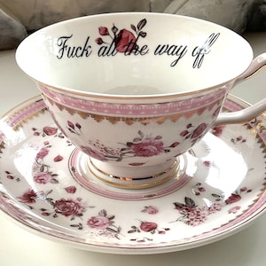 Lovely Rude Teacup and Saucer Set, 8 Oz, Porcelain. - Etsy