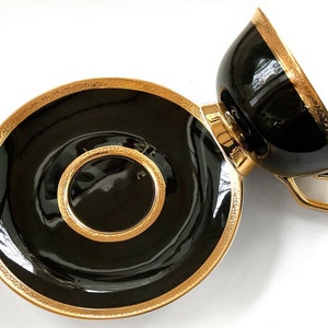 Gorgeous Black and Gold Tea Set, Bat, Cat, Crow and Moth Design ...