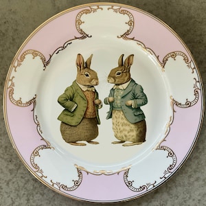 Pink, Blue or Green Rabbit Plate, Vegan Bone China. Durable and Food ...