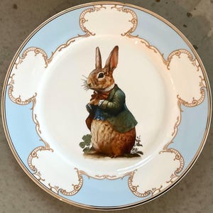 Pink, Blue or Green Rabbit Plate, Vegan Bone China. Durable and Food ...