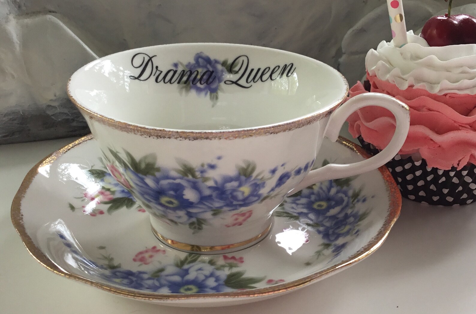 FREE SHIPPING-4 Customizable Porcelain Rude Teacup and Saucer - Etsy