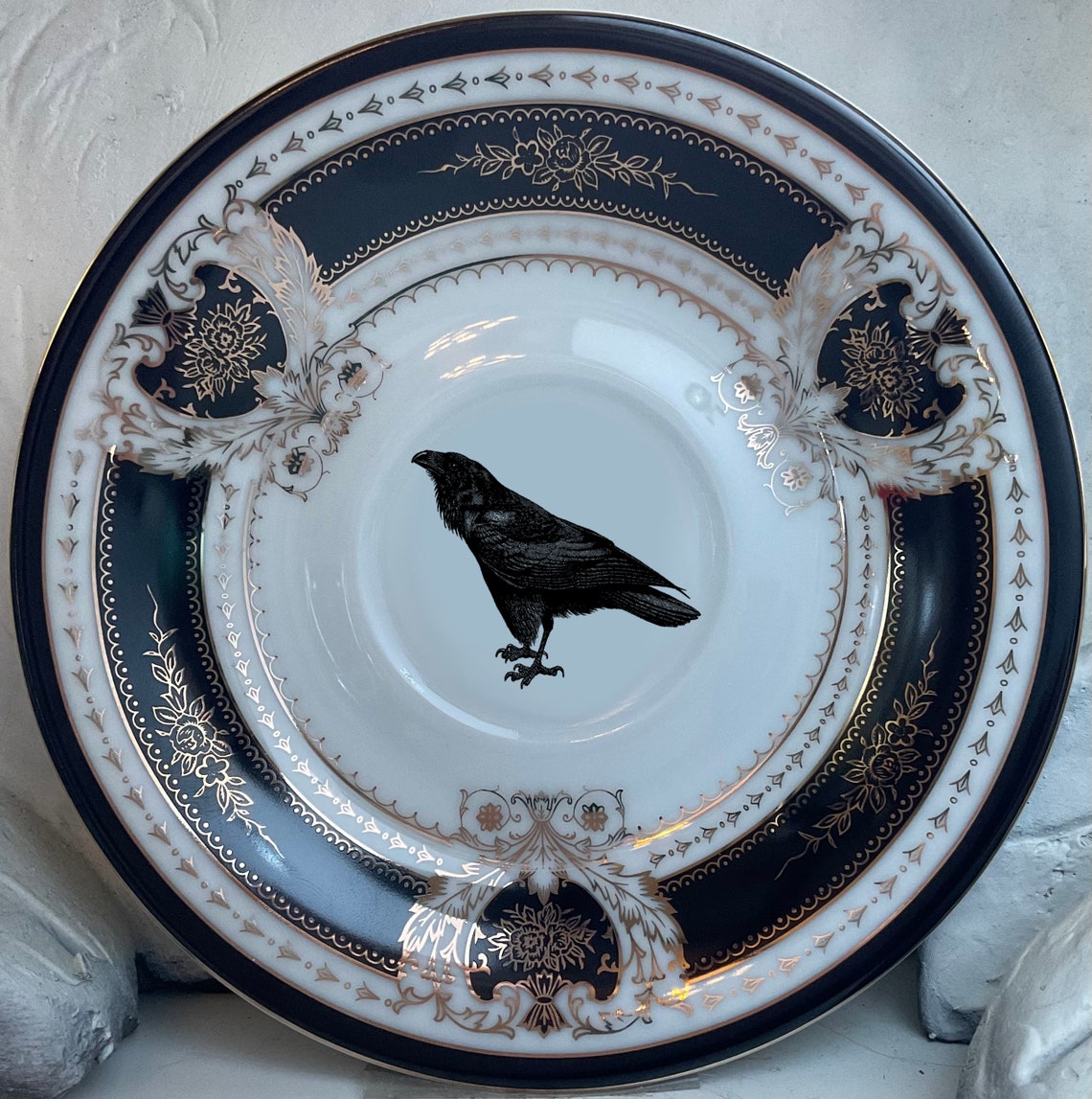 Beautiful Black Crow Teacup and Saucer Set 8 Ounces Food - Etsy