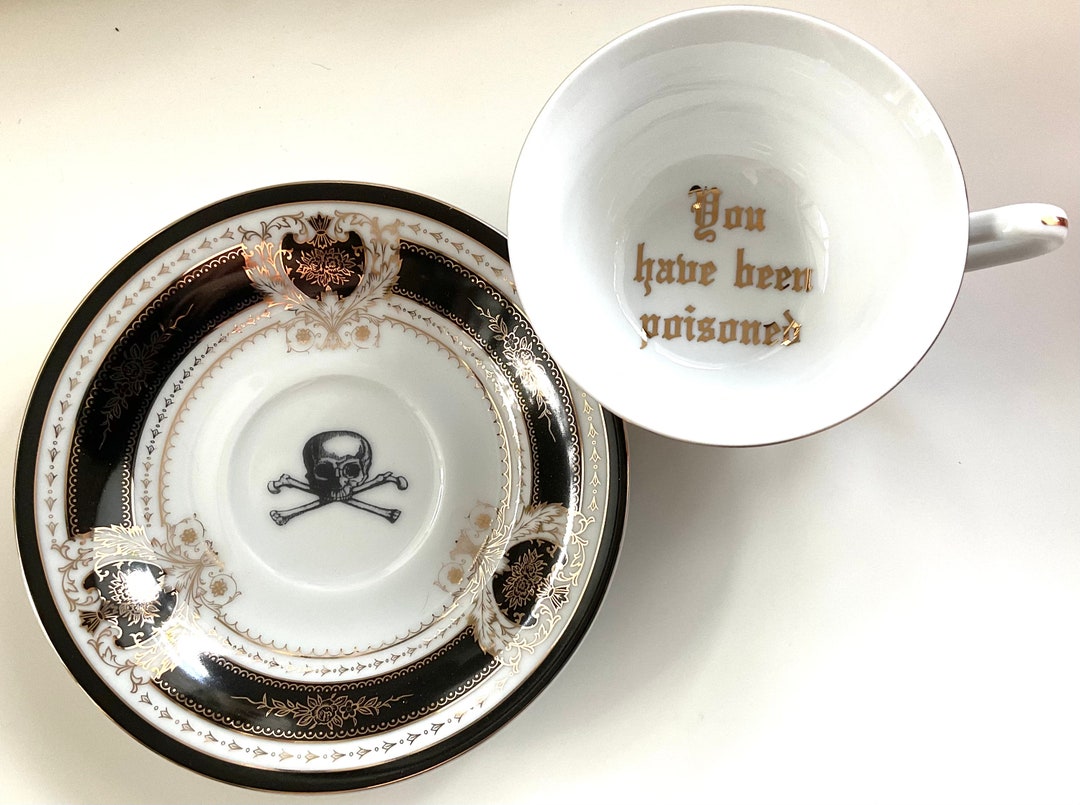 Porcelain "you Have Been Poisoned" Cup and Saucer Set. 22k Gold, Food ...