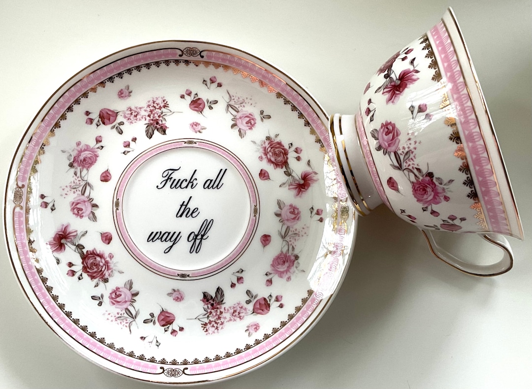 Lovely Rude Teacup and Saucer Set, 8 Oz, Porcelain. - Etsy