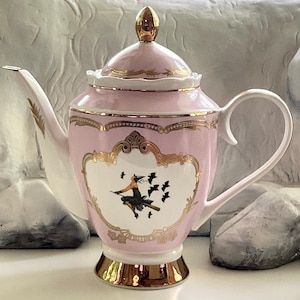 Green, Pink or Blue Porcelain Witch Tea Set, 7 or 11 Pieces. Food Safe ...