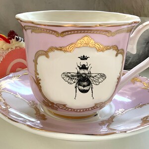 Queen Bee Teacup, 8 Oz. Food Safe and Durable, Vegan Bone China. - Etsy