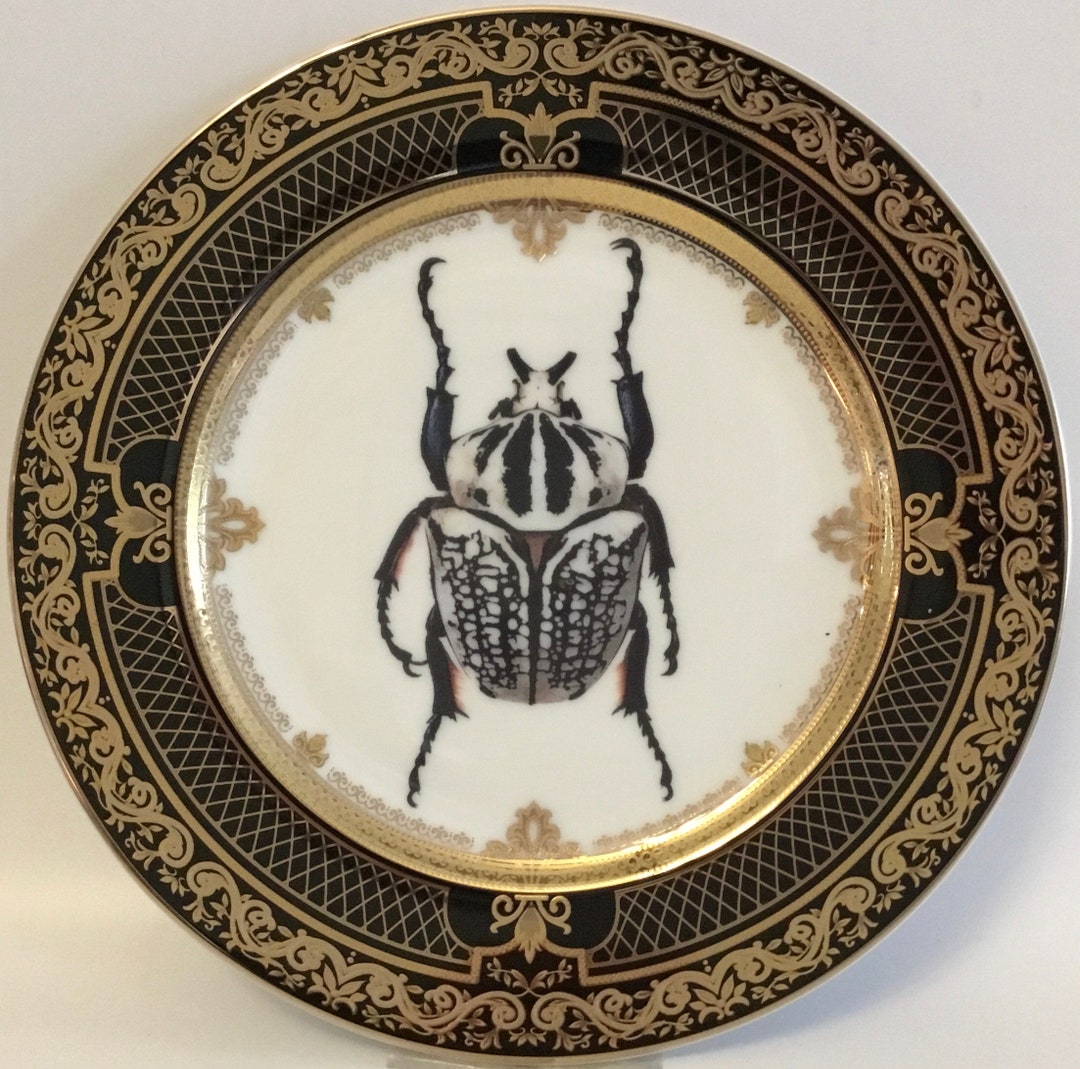 FREE Shipping-gorgeous Black and Gold Insect Plate / Bug Plate, Various ...