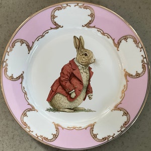Pink, Blue or Green Rabbit Plate, Vegan Bone China. Durable and Food ...