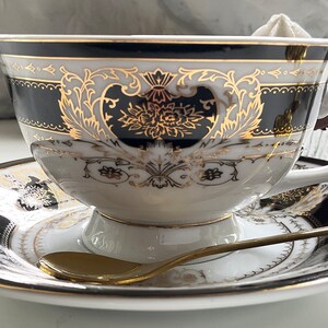 INTRODUCTORY SALE Black and Gold Tea Set, 11 Pieces, 22k Gold - Etsy
