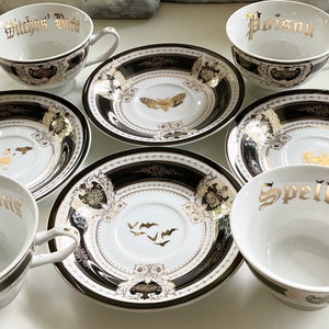 Four 22k Gold Spooky Halloween Potion/spells/witches Brew/poison Teacup ...