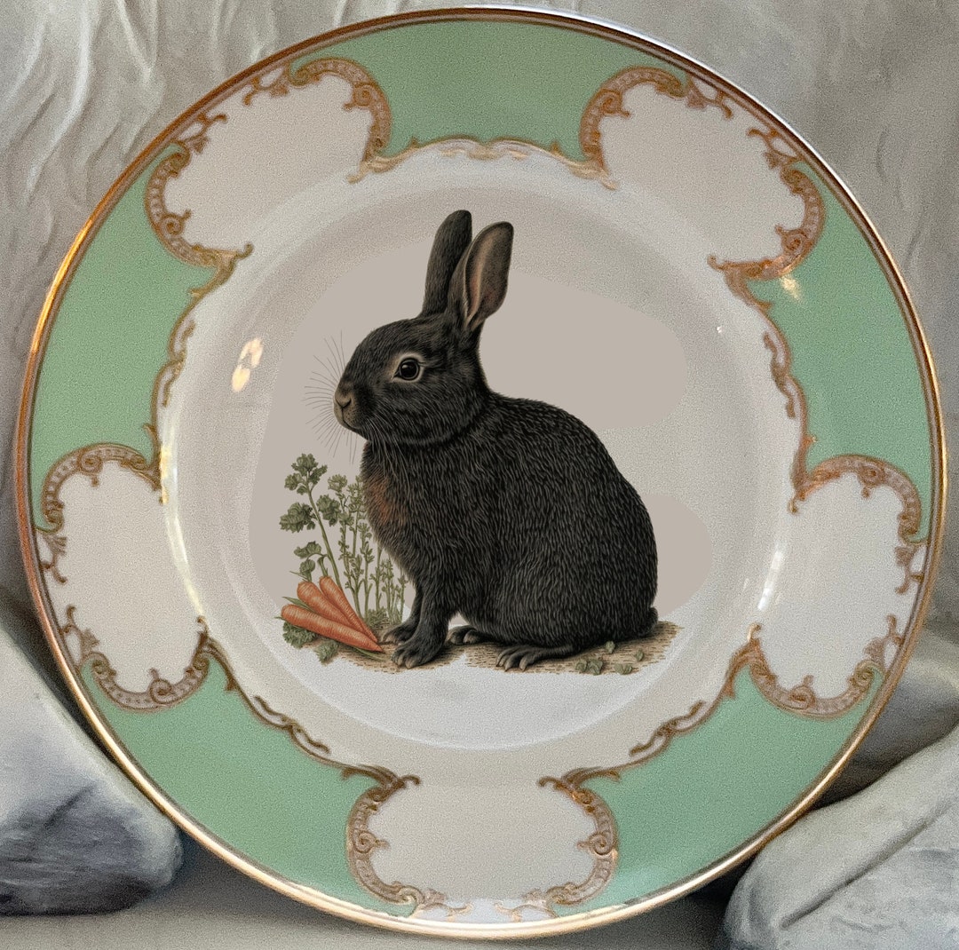 Pink, Blue or Green Rabbit Plate, Vegan Bone China. Durable and Food ...