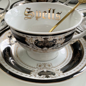 INTRODUCTORY SALE Black and Gold Tea Set, 11 Pieces, 22k Gold - Etsy