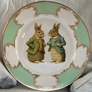 Pink, Blue or Green Rabbit Plate, Vegan Bone China. Durable and Food ...