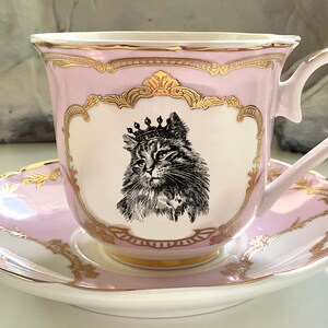 Green, Pink or Blue Porcelain Cat Tea Set. Foodsafe and Durable ...