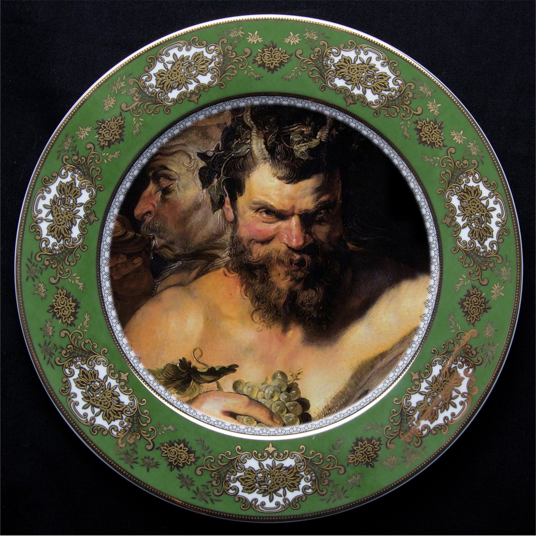 FREE SHIPPING - Green & Gold "bacchus" Art Plate. Porcelain, Food Safe ...