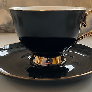 Gorgeous Black and Gold Tea Set, Bat, Cat, Crow and Moth Design ...