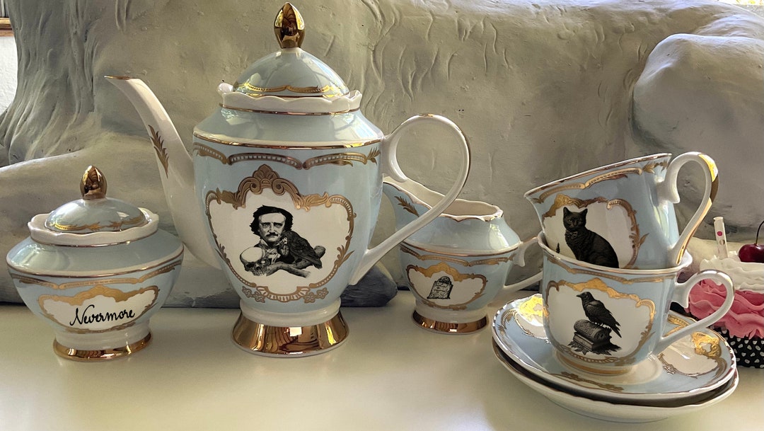 11-piece Edgar Allan Poe Tea Set, Food Safe, Vegan Bone China - Etsy