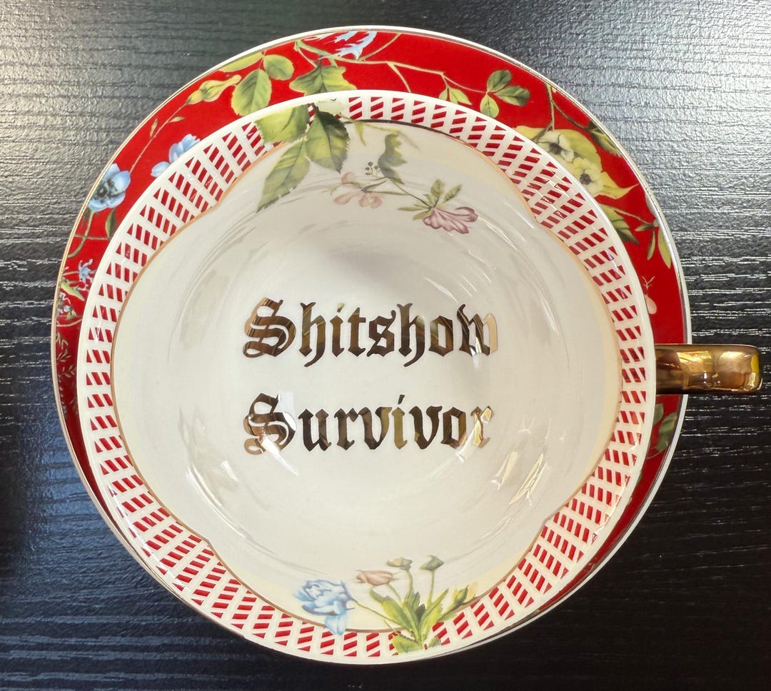 Rude Floral Teacup and Saucer Gift Set "shitshow Survivor" - Etsy
