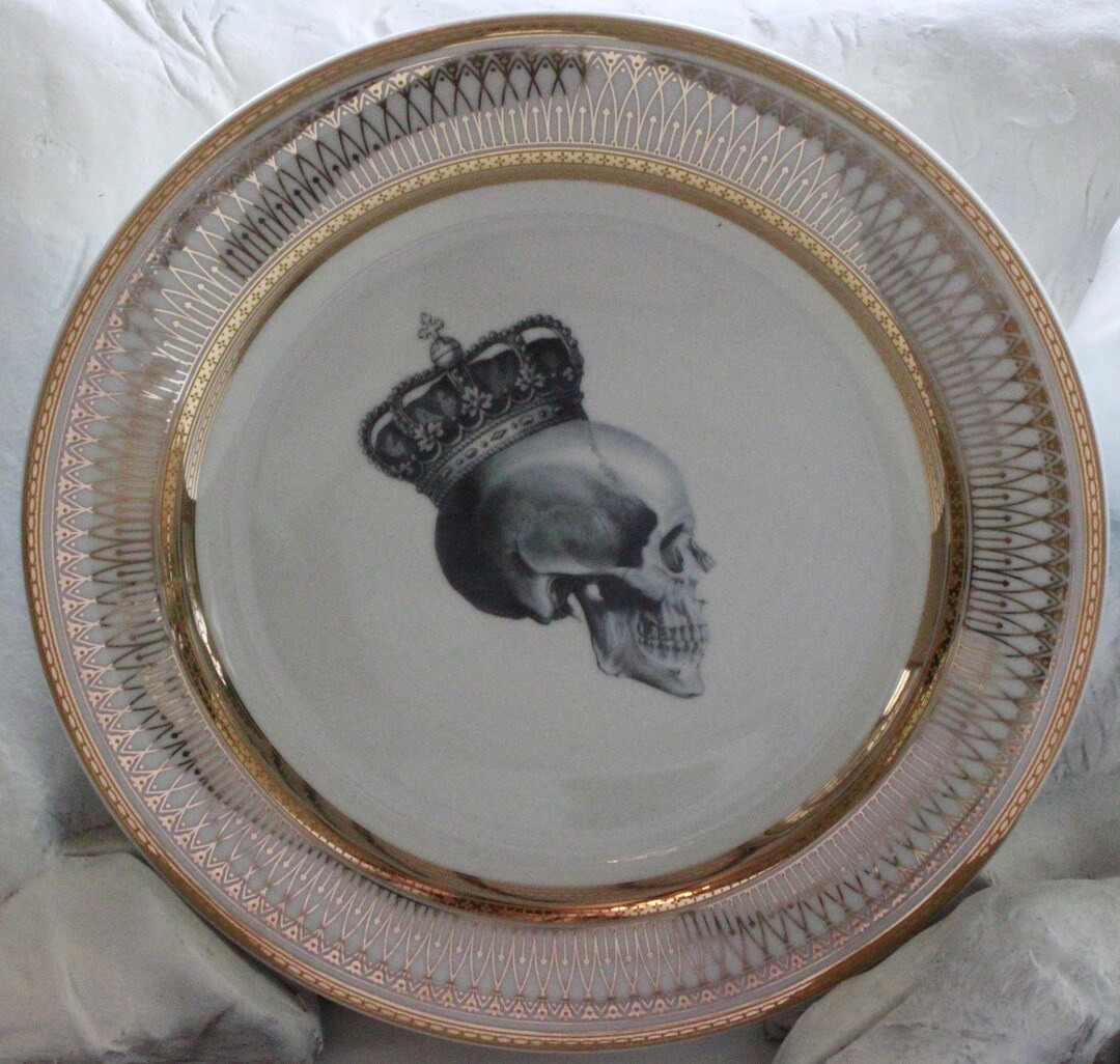 Gold Skull Dish, Durable & Foodsafe Skull Plate, Halloween China, Goth ...