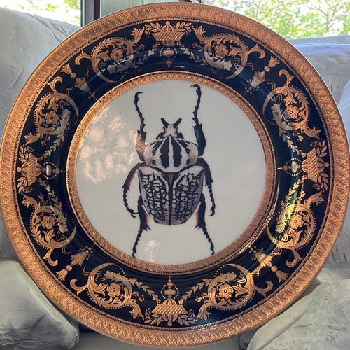 FREE Shipping-gorgeous Green and Gold Insect Plate / Bug - Etsy