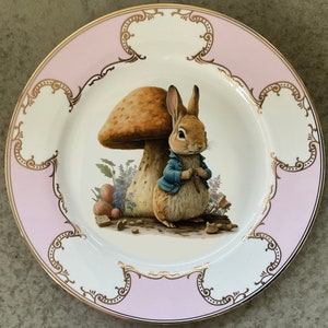 Pink Blue or Green Rabbit Plate Vegan Bone China. Durable - Etsy
