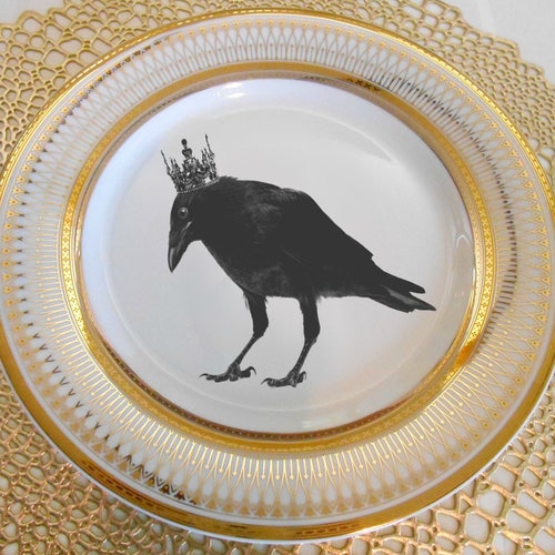 FREE Shipping-gold or Silver Crow Plate or Cup and Saucer Set - Etsy