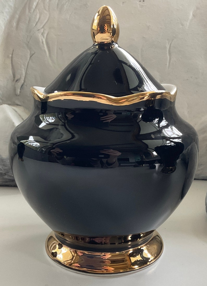 Gorgeous Black and Gold Tea Set With Black Rose Design Bat - Etsy