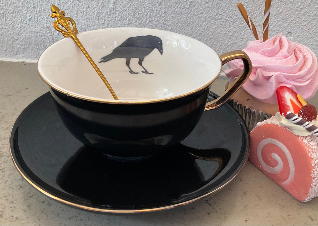 NEW JUMBO SIZE Raven Tea Cup /coffee Cup and Saucer Set, 14 Ounces ...