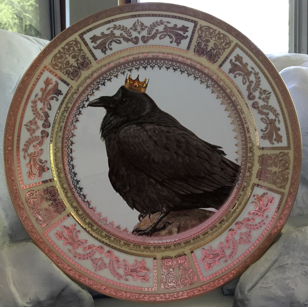 Gold Crow Plate / Raven Plate, Dinner or Salad Size, Customizable ...