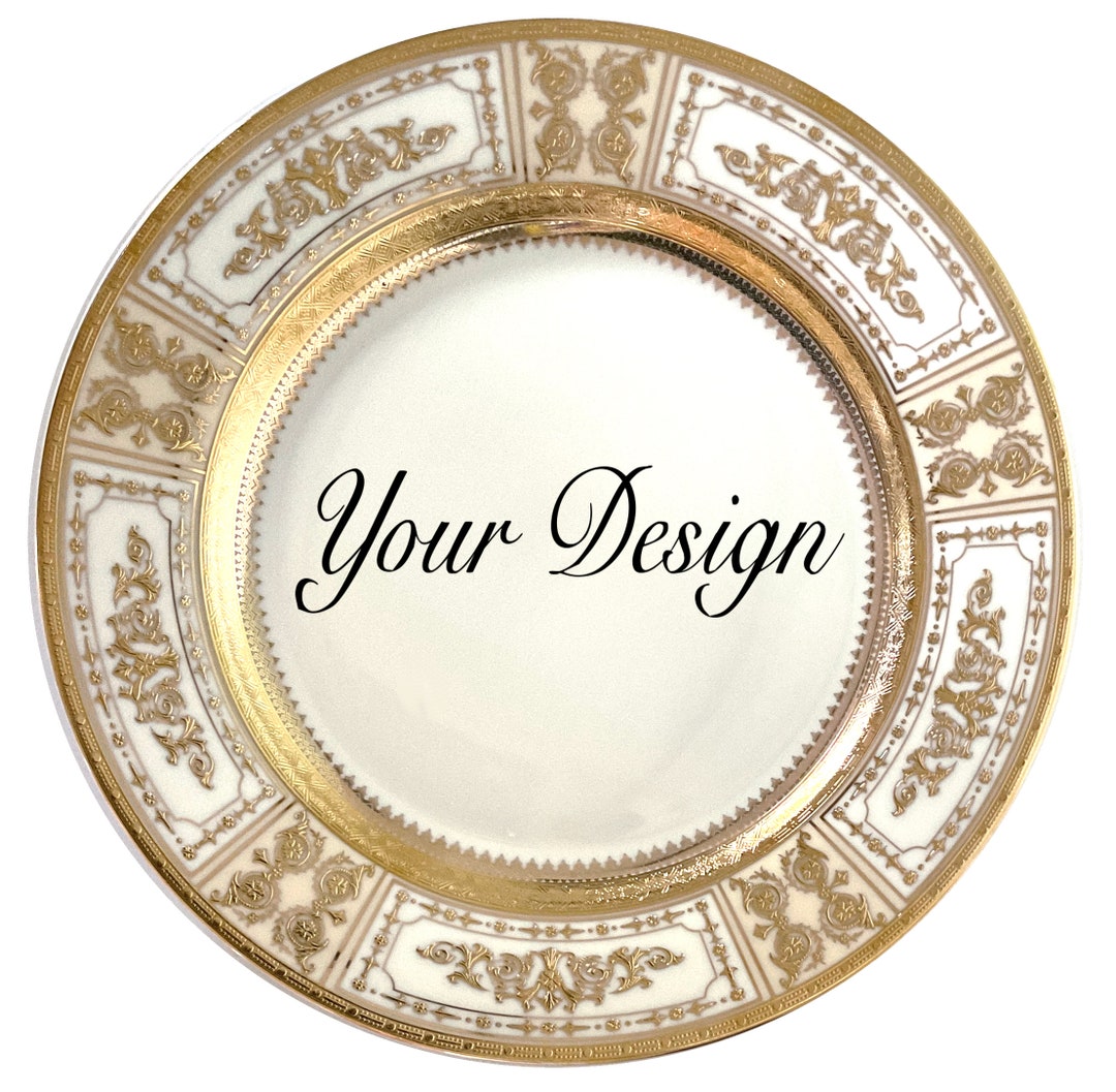 FREE Shipping-stunning Raised Gold Custom Porcelain, Durable & Food ...