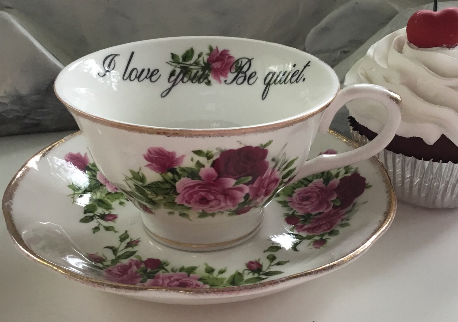 FREE SHIPPING-4 Customizable Porcelain Rude Teacup and Saucer - Etsy