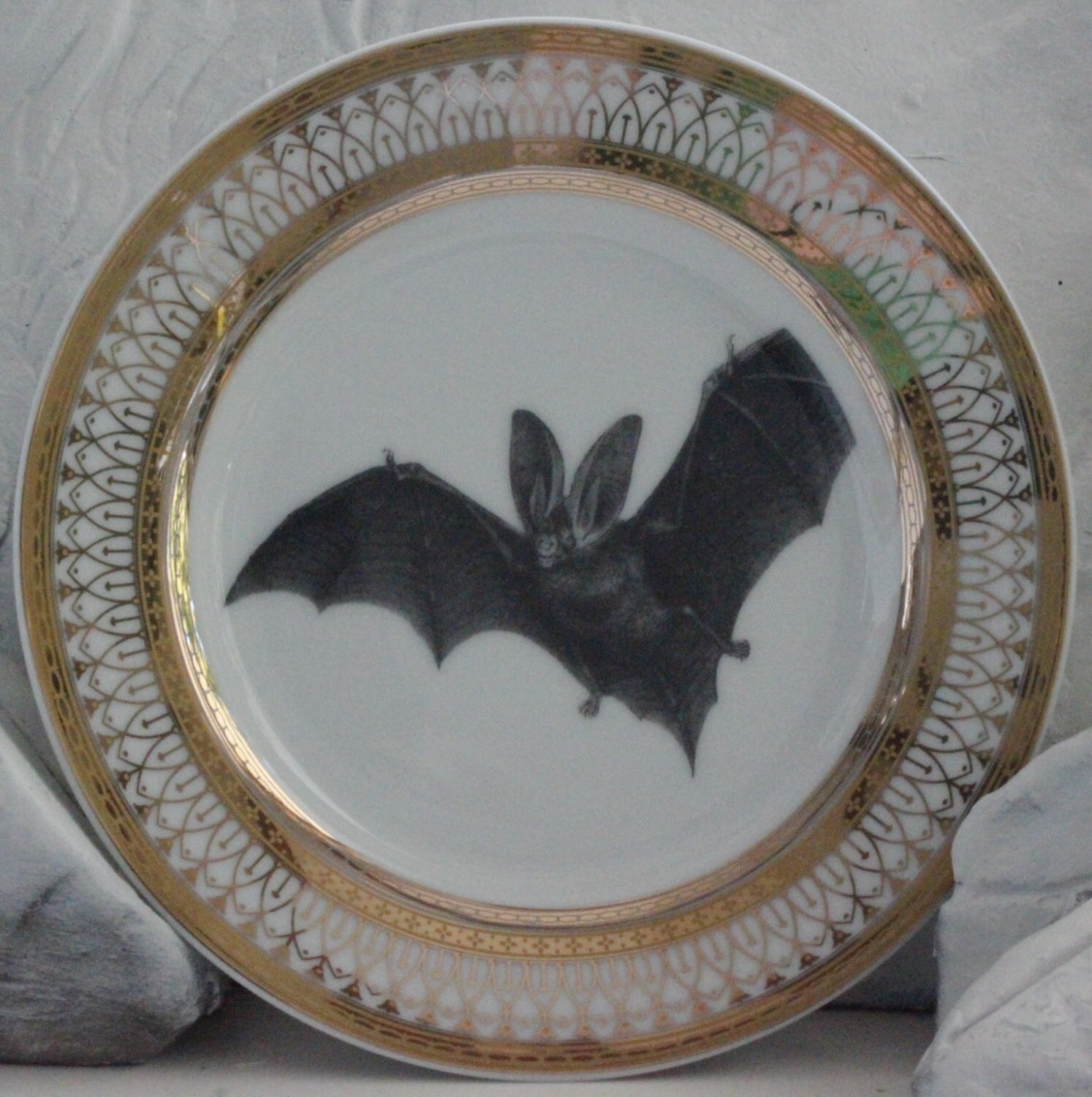 Gold or Silver Bat Plate Halloween Plate Halloween Dish | Etsy