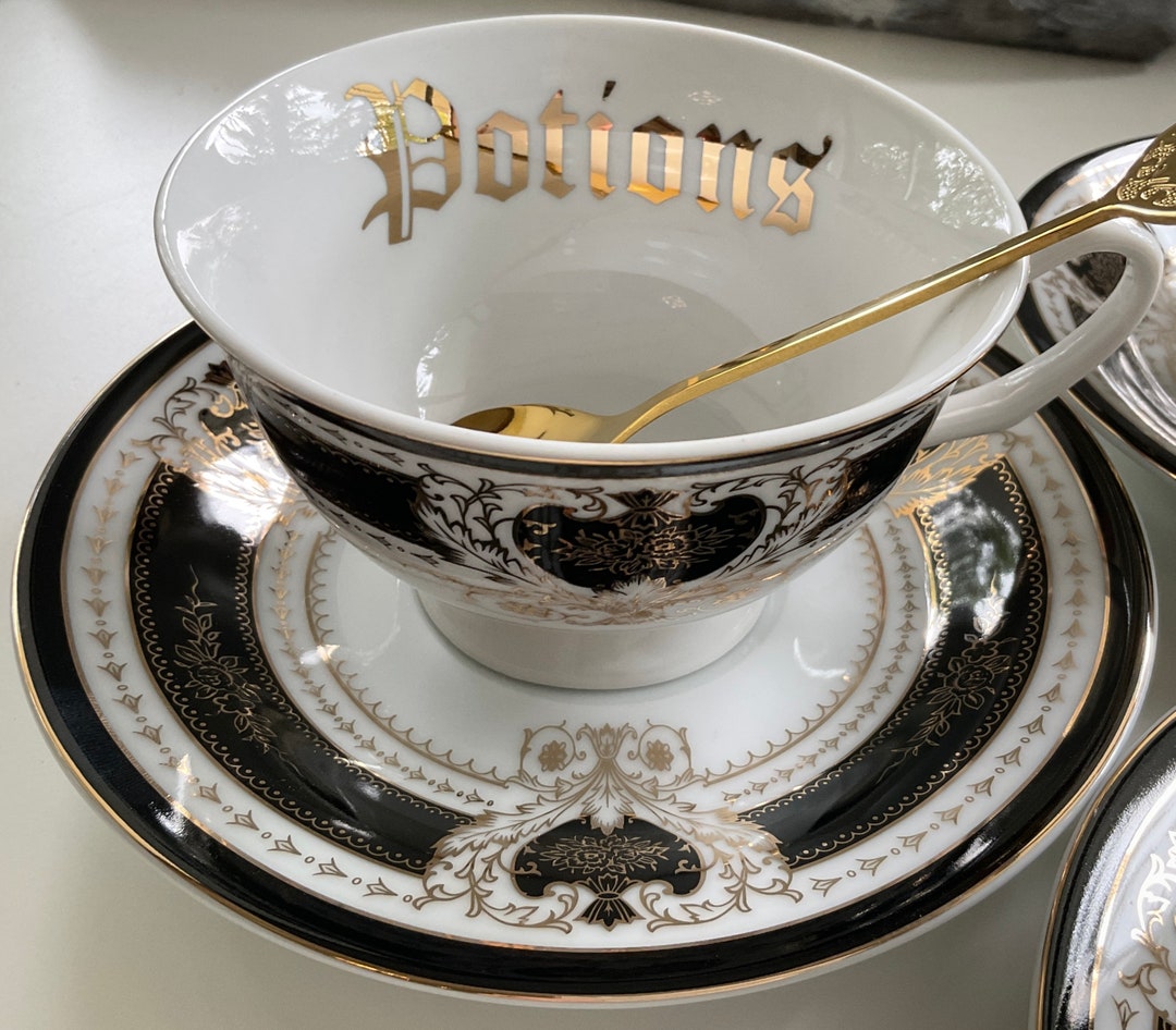 22k Gold Spooky Halloween Teacup & Saucer Set With Spoon, 8 Oz ...