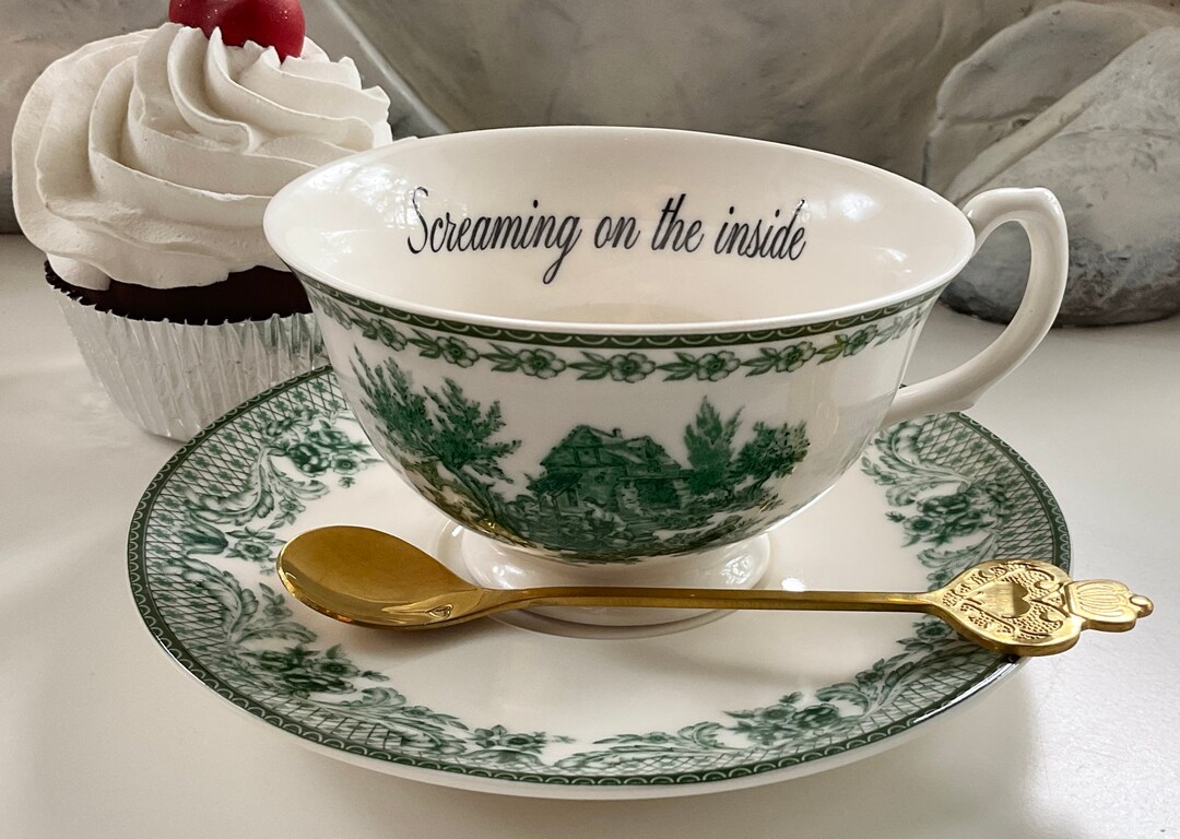 Yes, Yes We Are. Lovely Green Funny Teacup and Saucer Set, 8 Oz ...