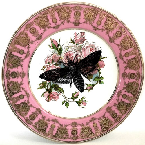 FREE Shipping-gorgeous Pink and Gold Insect Plate / Bug Plate - Etsy
