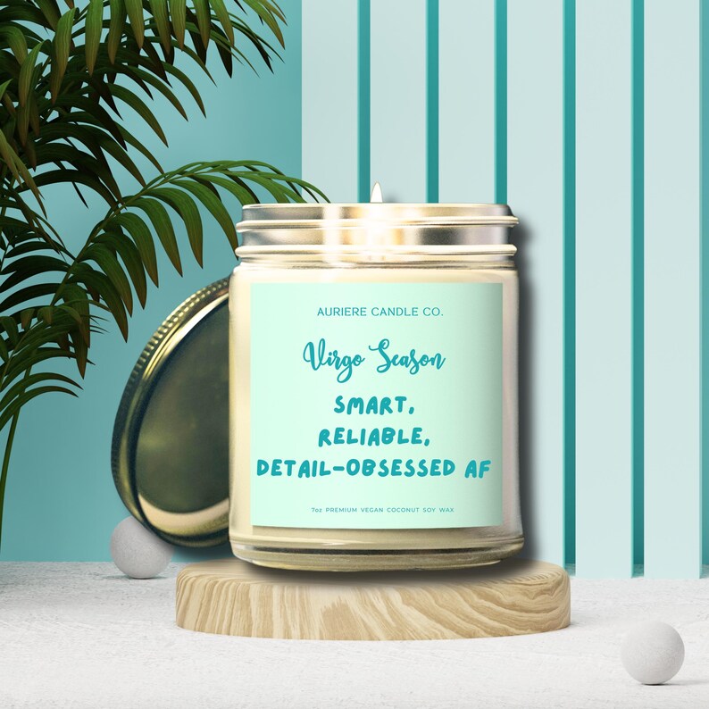 Virgo Zodiac Candle, Smart Reliable Detail Obsessed AF, Astrology ...