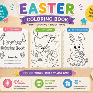 Easter Coloring Book for Kids Ages 4-8 | Bunny, Egg, Spring ...