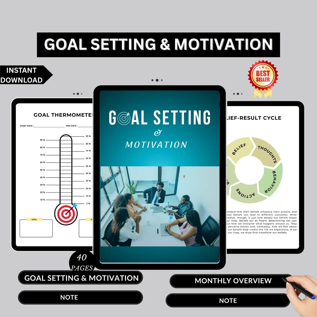 Goal Setting Planner: SMART Goals, Progress Trackers (PDF Download ...