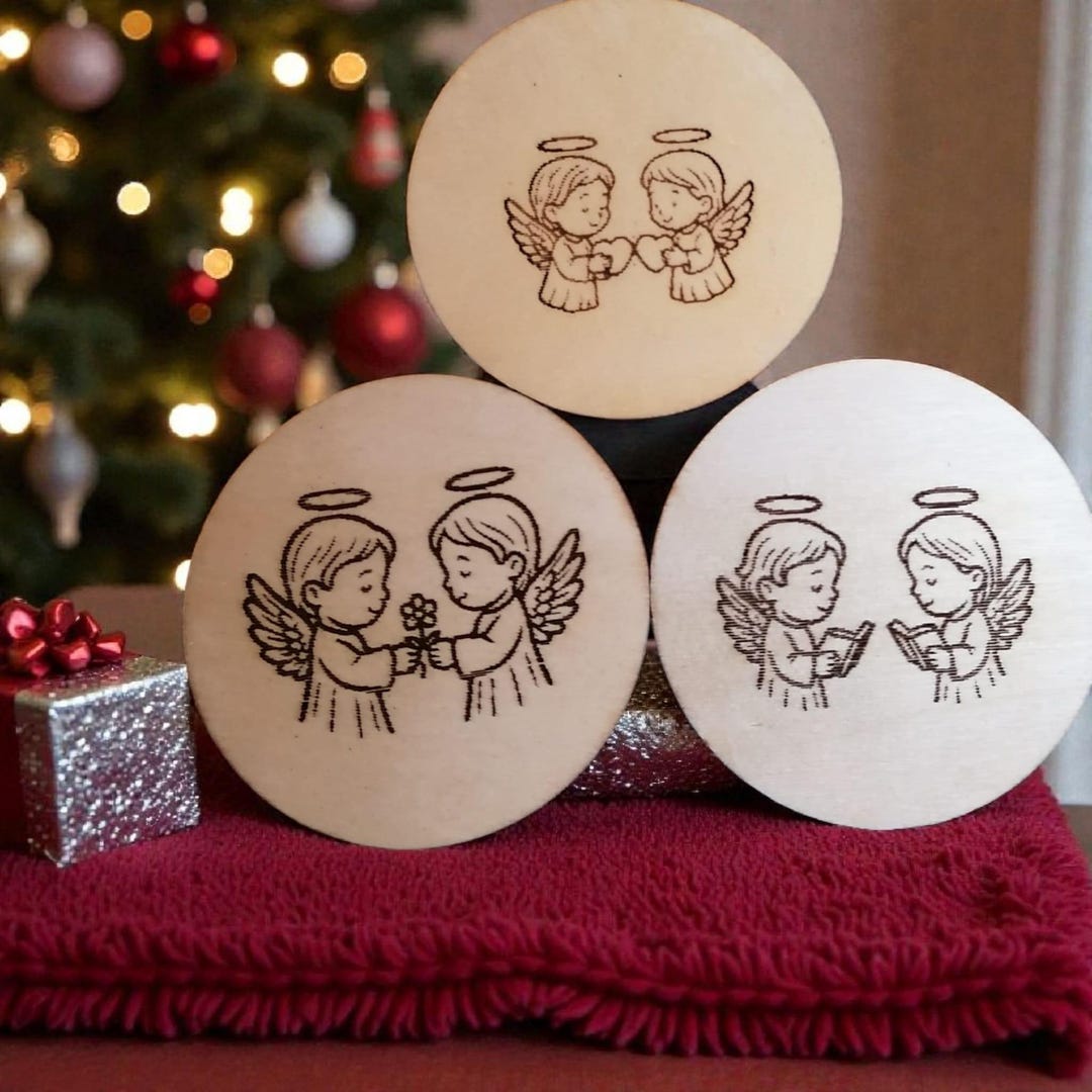 Children's Angel - Engraved Wood - 3 Motifs (heart/flower, Book ...